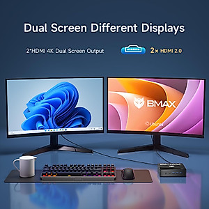 Bmax B2 S Mini PC N4020C 6GB DDR4 128GB eMMC (up to 2.8GHz), HDMI/VGA Port Support 4K Dual Screen Display, Dual Band WiFi RJ45 BT4.2 USB 3.0x4 Micro Desktop Computer Office
