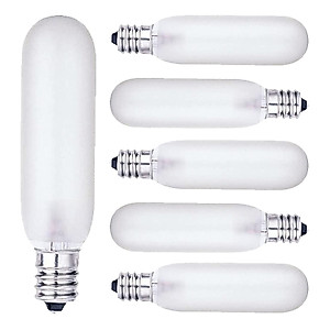 DYSMIO T6 Tubular Candelabra Base - E12 Frosted Dimmable Incandescent Light Bulb - Pack of 6