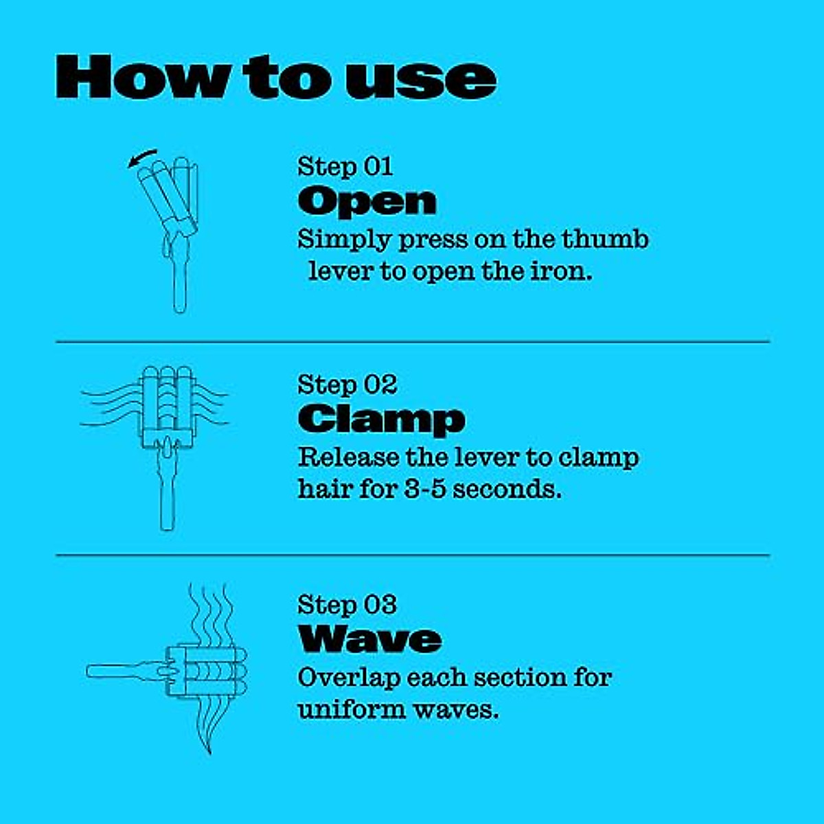 Trademark Beauty Babe Waves Jumbo -Three Barrel Hair Waver, Curling Iron, 1.25 Inch, Quick Heat, Adjustable Temperature Hair Curler - Pink