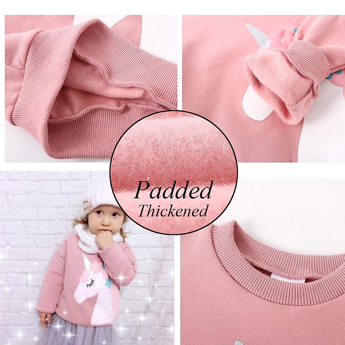 WELAKEN Fleece Unicorn Sweatshirts for Girls Toddler & Kids II Little Girl's Pullover Tops Sweaters & Hoodies 8 Years
