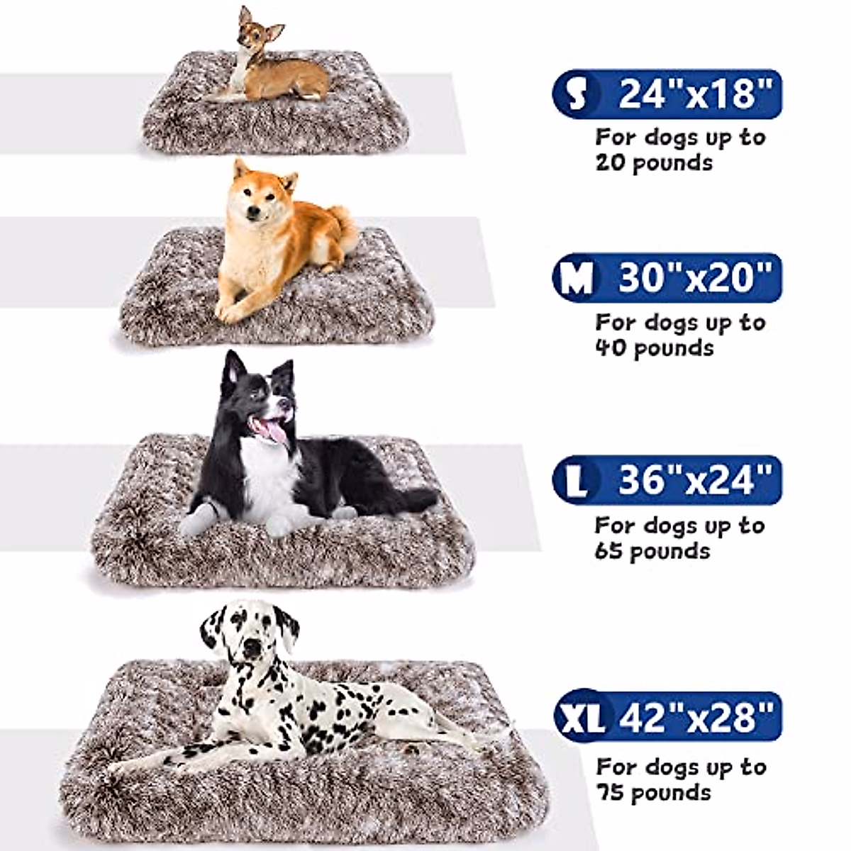 ULIGOTA Dog Bed Crate Pad for Large Dog 36 inch Dog Crate Beds for Large Dogs, Deluxe Plush Anti-Slip Pet Beds, Fulffy Kennel Pad