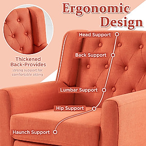 Fahomiss Accent Chair- Living Room Chairs Modern Linen Fabric Comfy Reading Armchair for Bedroom Small Spaces Apartment Office Orange