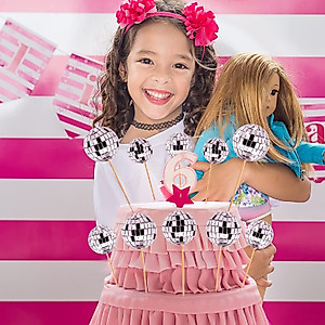 Disco Ball Cake Toppers, 20pcs 1970s Disco Ball Cake Decorations Cupcake Toppers Cake Picks for Birthday Disco Theme 70s Party Supplies(Silver)