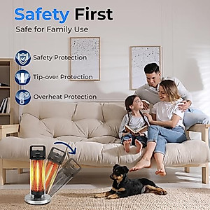 SereneLife Infrared Patio Heater, Electric Patio Heater for Indoor/Outdoor Use, Portable Heater with Remote Control, 900 W, for Restaurant, Patio, Backyard, Garage, Decks (Black)