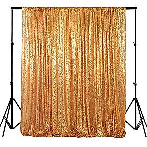Gold Sequin BACKDROP-CURTAIN-4FTx8FT Sequin Photography Backdrop,Photo Booth Background,Sequin Christmas Backdrop Curtain Deep Gold Sequence Backdrop (4FTx8FT, Gold)