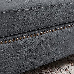 Enobala 107" Convertible Sectional Sofa with Storage Ottoman, 4 Seat L Shaped Sofa Couch for Living Room (Dark Grey)