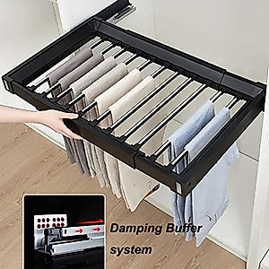 FKhanger Wardrobe Drawer Trouser Rack with Buffer System,Pull-Out Closet Scarf Jeans Storage Sliding Rail,(45-120cm) Adjustable Width (Size : (45-60) 46cm)