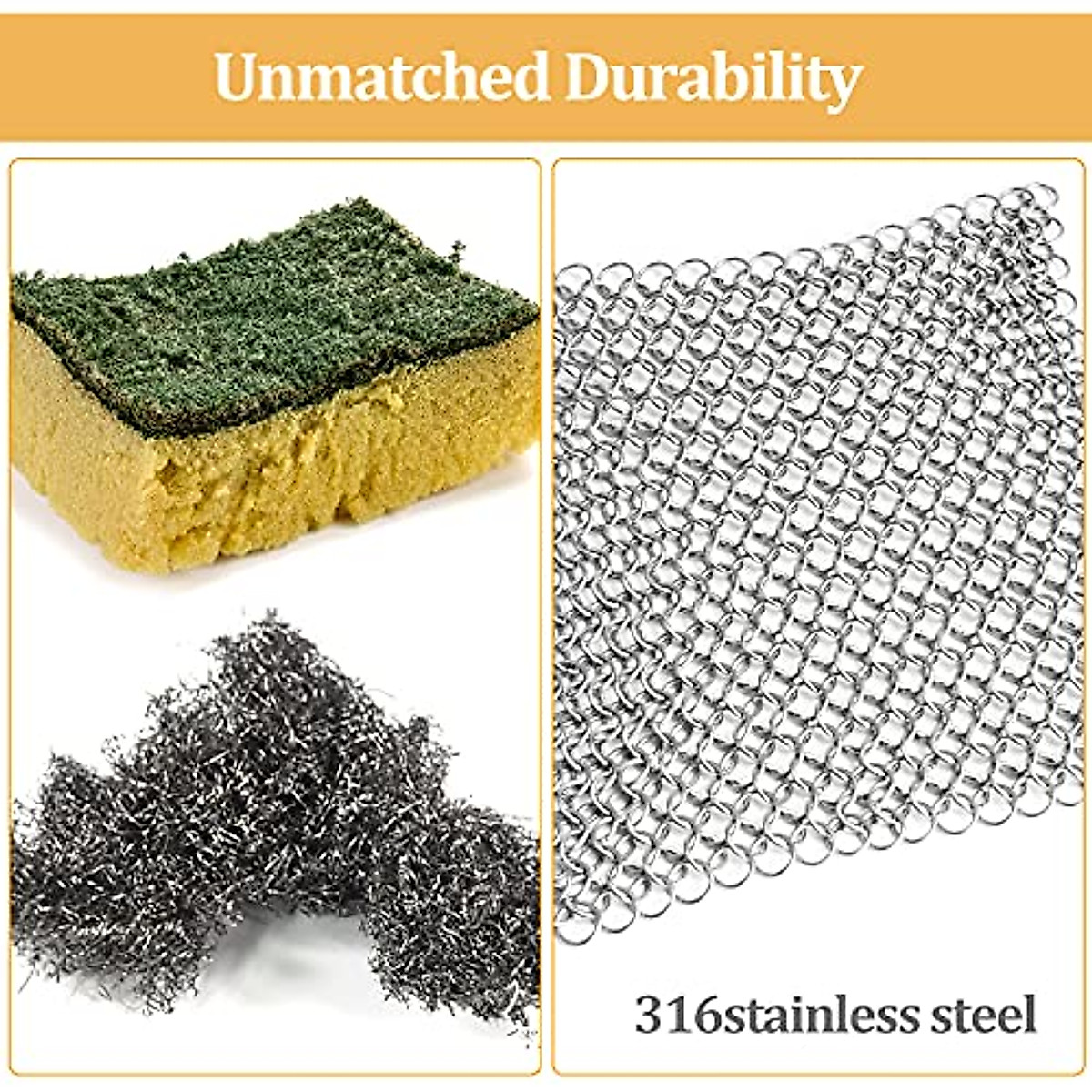 Amagabeli Baguette Pan 15" x 13" Bundle 2 Generation Cast Iron Cleaner 8”x6”