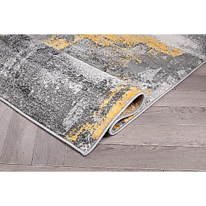 Rugshop Brighton Modern Abstract Stain Resistant Soft Area Rug 5' x 7' Yellow
