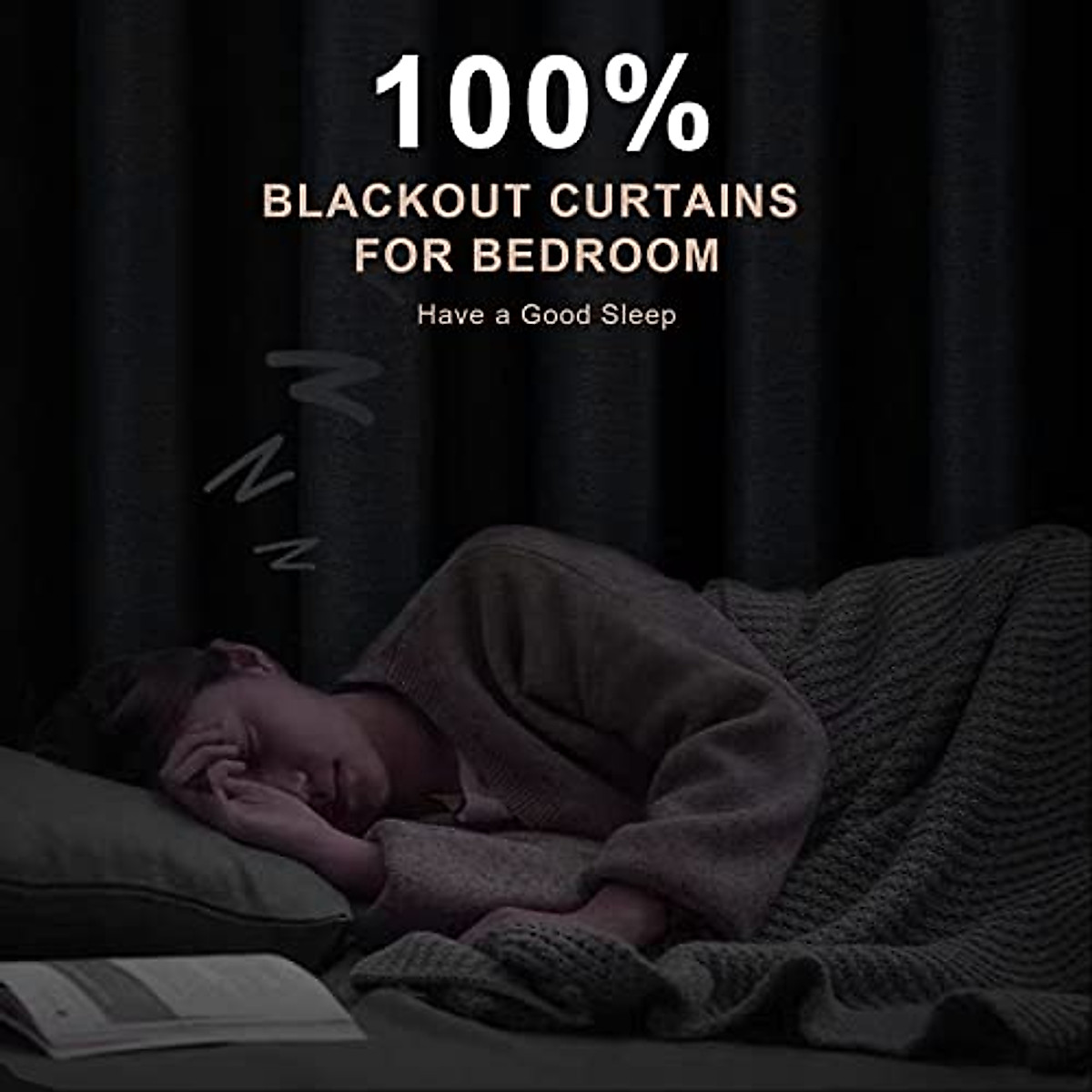 INOVADAY 100% Blackout Curtains for Bedroom 84 Inches Long, Linen Blackout Curtains 84 Inch Length 2 Panels Set, Back Tab/Rod Pocket Black Out Curtains for Living Room Windows - Beige, W50 X L84