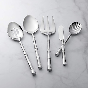 Supreme Housewares 5-Piece Bamboo Shaped Hostess Set, 18/8 Stainless Steel Silverware Serving Set, Mirror Polished, Dishwasher Safe (Bamboo)