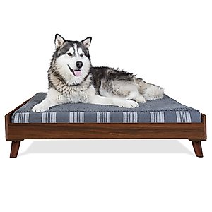 Furhaven Elevated Dog Bed Frame for 40" x 32" XL Dog Beds, Easy Assembly - Mid-Century Modern Bed Frame - Walnut, Jumbo/XL