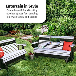 LuxCraft 5' Plain Double Glider Bench, 2 Person Glider Chair, 2 Seat Outdoor Glider, Outdoor Glider Loveseat, Patio Glider Bench (Weatherwood)