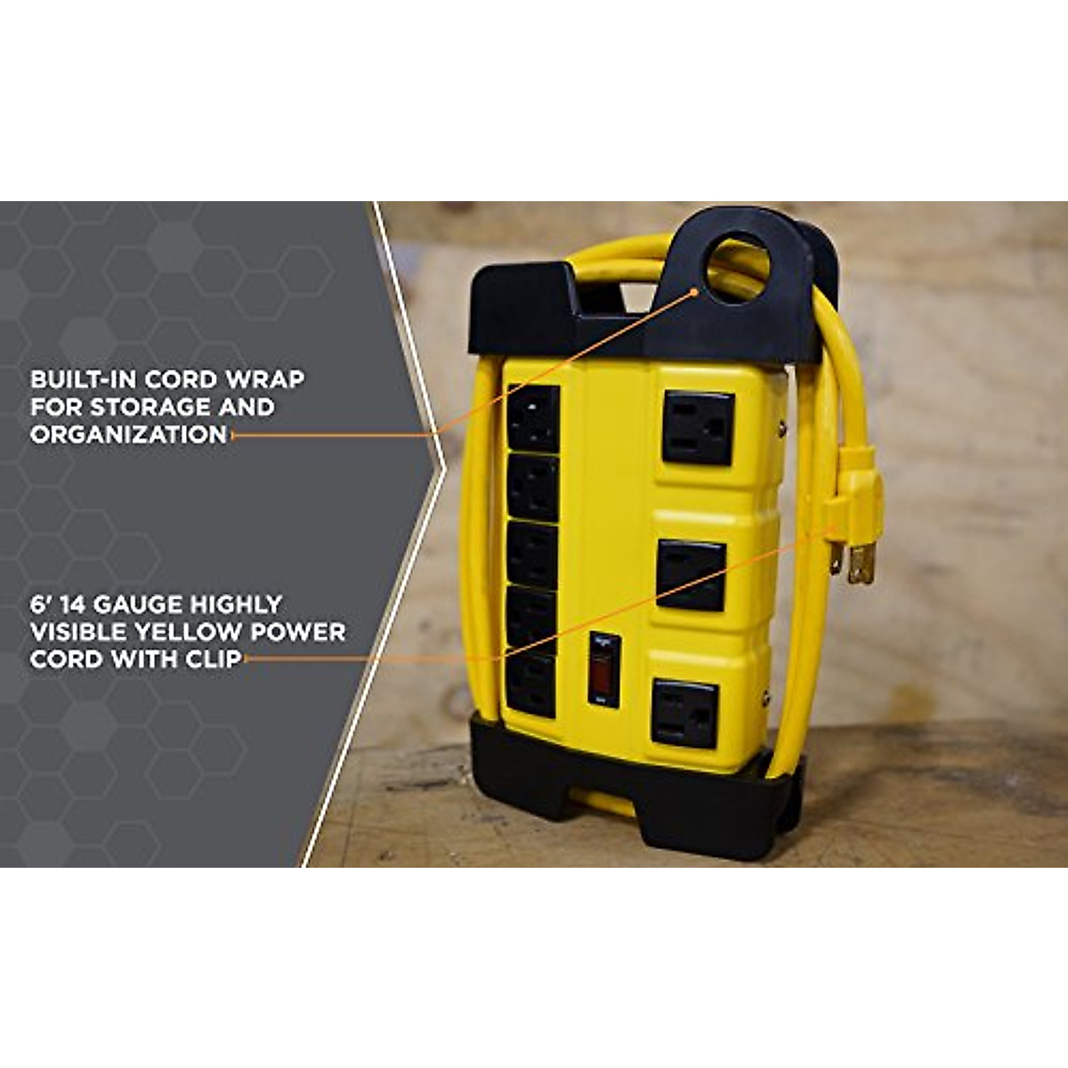 Coleman Cable 4655 Power Strip With 8 Outlets (6-Ft, Heavy-duty Design)