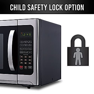 Farberware Countertop Microwave Oven 1.2 Cu. Ft. 1100 Watt with LED Lighting, Child Lock, Easy Clean Grey Interior, Stainless Steel