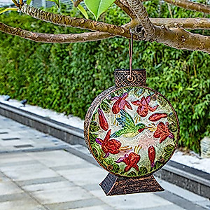 MUMTOP Solar Lights Hanging Solar Outdoor Lanterns Waterproof LED Light Hummingbird Decor Tabletop Lanterns Lamp for Outdoor Garden Yard Tabletop Decorations