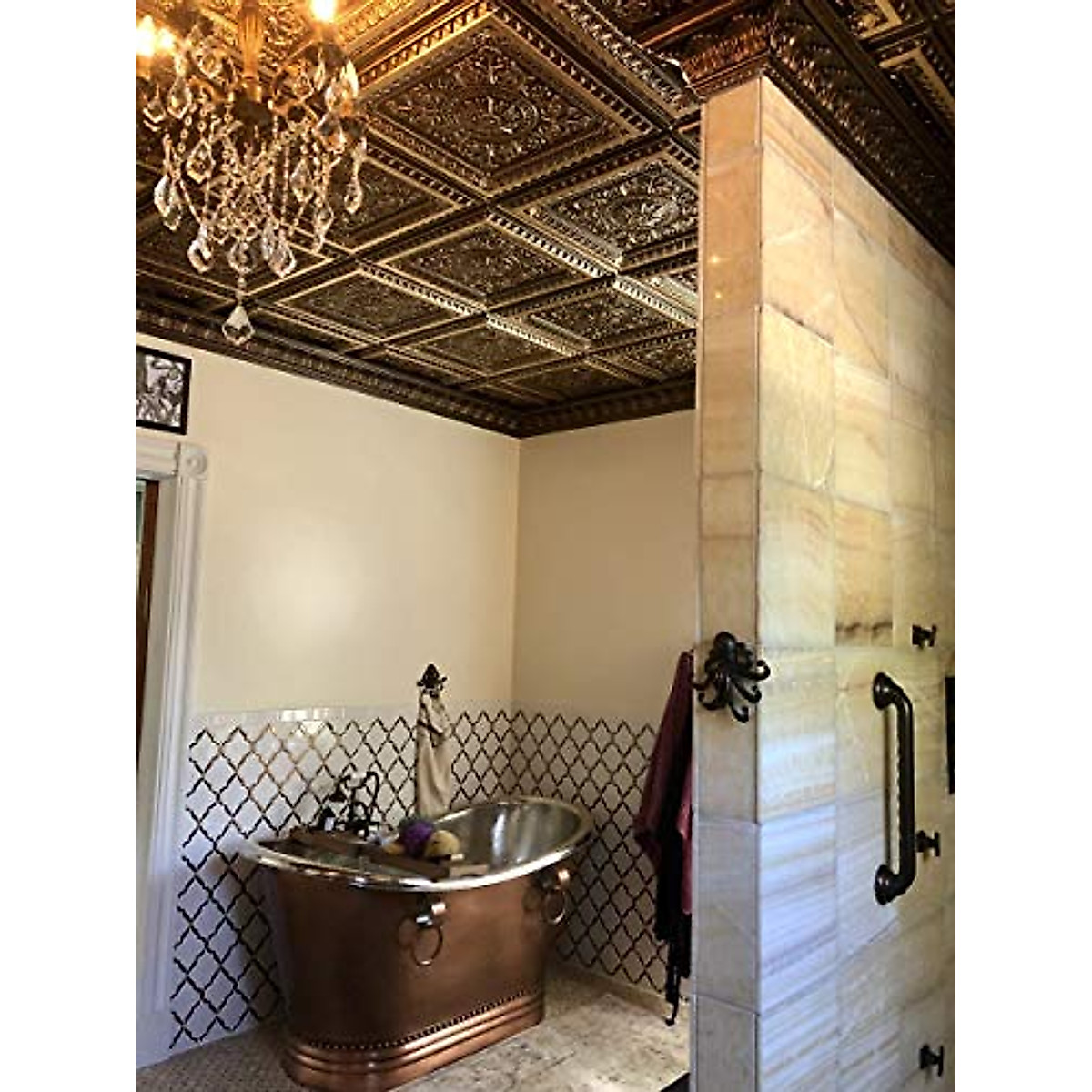 La Scala-Faux Tin Ceiling Tile - Antique Copper 25-Pack