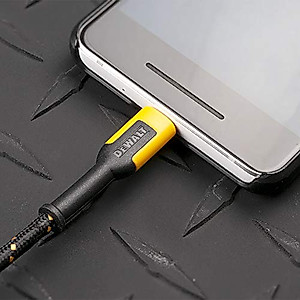 DEWALT Reinforced Braided Cable for Micro-USB, Micro-USB Cable, USB to Micro-USB Cable, Android Charger Cord, Phone Charger Android, Micro USB Cable 4ft