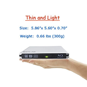 USB 3.0 Portable External 6X Blu-ray Burner Optical Drive, for Samsung Notebook 9 Pro S 7 5 10 Spin Series XE500C13 ATIV Book 9 15 2019 Ultrabook Laptop, 3-D Blue ray DVD Players, 8X DVD+-R DL Writer