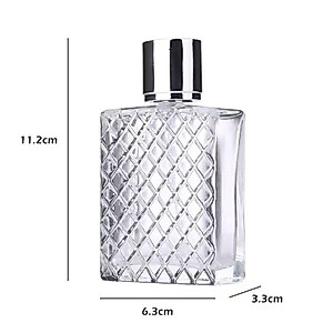 JJKMALL 100ML 3.4oz Glass Spray Bottles for Essential Oils, Perfumes, Empty Clear Mist Spray Bottle with Silver Aluminum Sprayer - (1Pack) 1pc Funnel Filler 1PC 3ml Dropper 1pc Storage Gift Bag