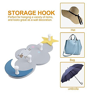 GARNECK Children Wall Hook Cartoon Star Moon Wooden Coat Holder Hook for Kids Room Home Kitchen Bathroom Over Door Hanger (Light Grey)