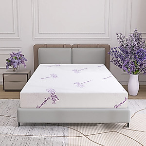 Hcore 10 Inch King Memory Foam Mattress,Cooling Lavender Mattress in a Box,Medium-Firm Mattress Made in USA,Pressure Relief & Temperature Regulation,Fiberglass-Free,CertiPUR-US Certified