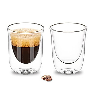PARACITY Espresso Cups Set Of 2, 2 Oz Espresso Shot Glass, Espresso Mugs, Doubled Clear Insulated Borosilicate Glassware, Tazas De Cafe Expreso, Small Coffee Cups for Espresso Machine Accessories