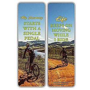Creanoso Biking Hobby Quote Sayings Bookmarks (30-Pack) – Stocking Stuffers Gift for Cyclists, Men, Women, Adults – Cool Bookmarker Gift Tokens Collection Set – Page Clip – Employee Rewards