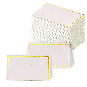 Toncoo 100Pcs Premium Place Cards, Small Table Cards with Gold Foil Border, Escort Cards, Name Cards, Wedding Place Cards for Wedding, Table, Dinner Parties, Seating Cards, 2" x 3.5"