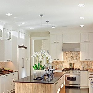 Globe Electric 91119 4" Ultra Slim LED Integrated Recessed Lighting Kit 4-Pack, 9 Watts, Energy Star, IC Rated, Dimmable, Wet Rated, White, 4.25" Hole Size, LED Recessed Lighting, Bathroom Lights