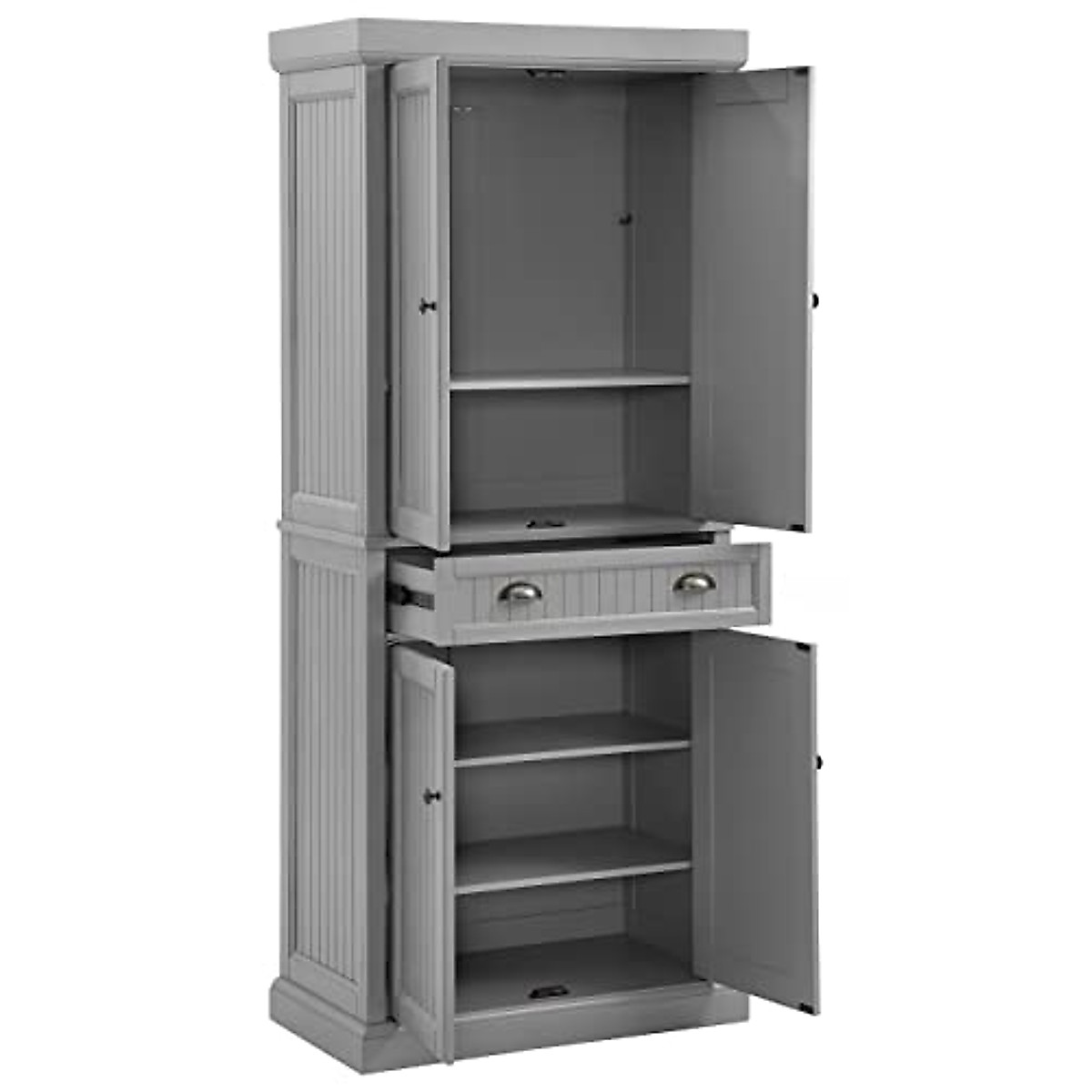 Crosley Furniture Seaside Kitchen Pantry Cabinet, Distressed Gray