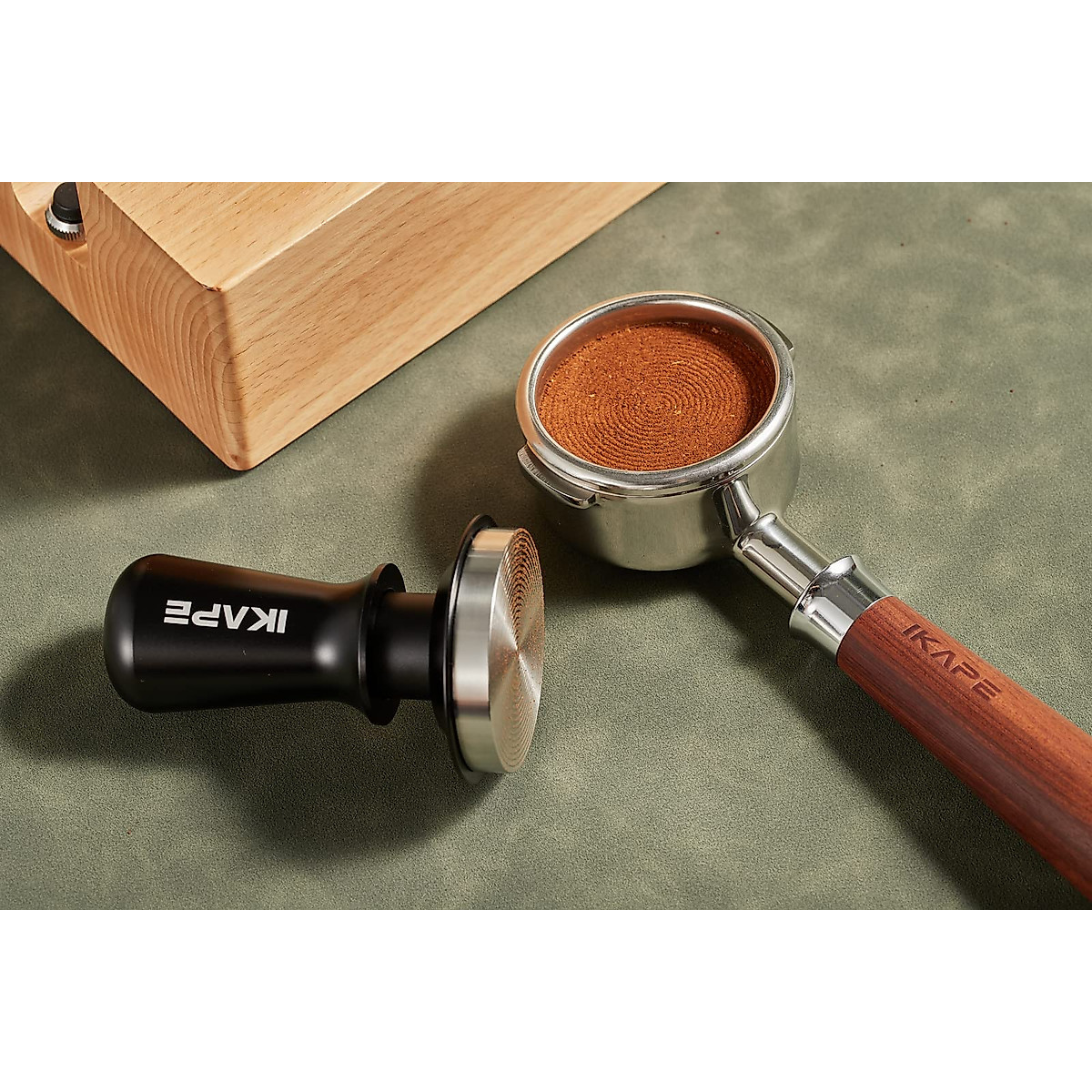 IKAPE 53.3mm Espresso Tamper, Premium Barista Coffee Tamper with Calibrated Spring Loaded, 100% Flat Stainless Steel Base Tamper Fits for Breville Series 54mm Portafilter Basket