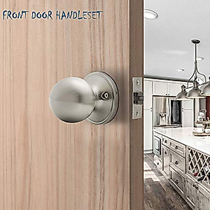 Gobrico Satin Nickel Exterior Door HandleSet for Right and Left Handed Door-1 Pack