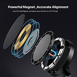 3 in 1 Aluminum Alloy Magnetic Wireless Charger for Magsafe Charger Stand GREENLEMON Fast Wireless Charging Station for iPhone 14 13/12 Series Apple Watch Airpods with LED Lamp 18W Adapter Black