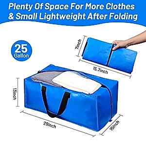 Moving Bags Extra Large Storage Bags for Moving Supplies, Heavy Duty Storage Totes With Strong Handles & Zippers, Best Moving Supplies for Packing Clothes(4Pack-Blue)