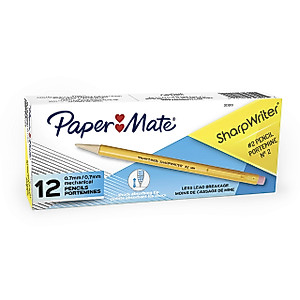 Paper Mate SharpWriter Mechanical Pencils, 0.7mm, HB #2, Yellow, 12 Count