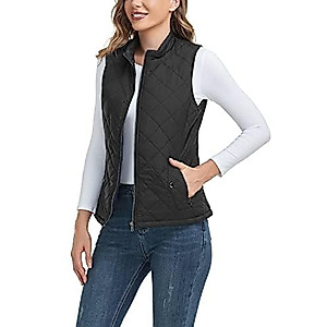 LONGKING 2025 Upgraded, Women's Outwear Vest With One Inner Pocket - Stand Collar Lightweight Zip Quilted Vest for Women