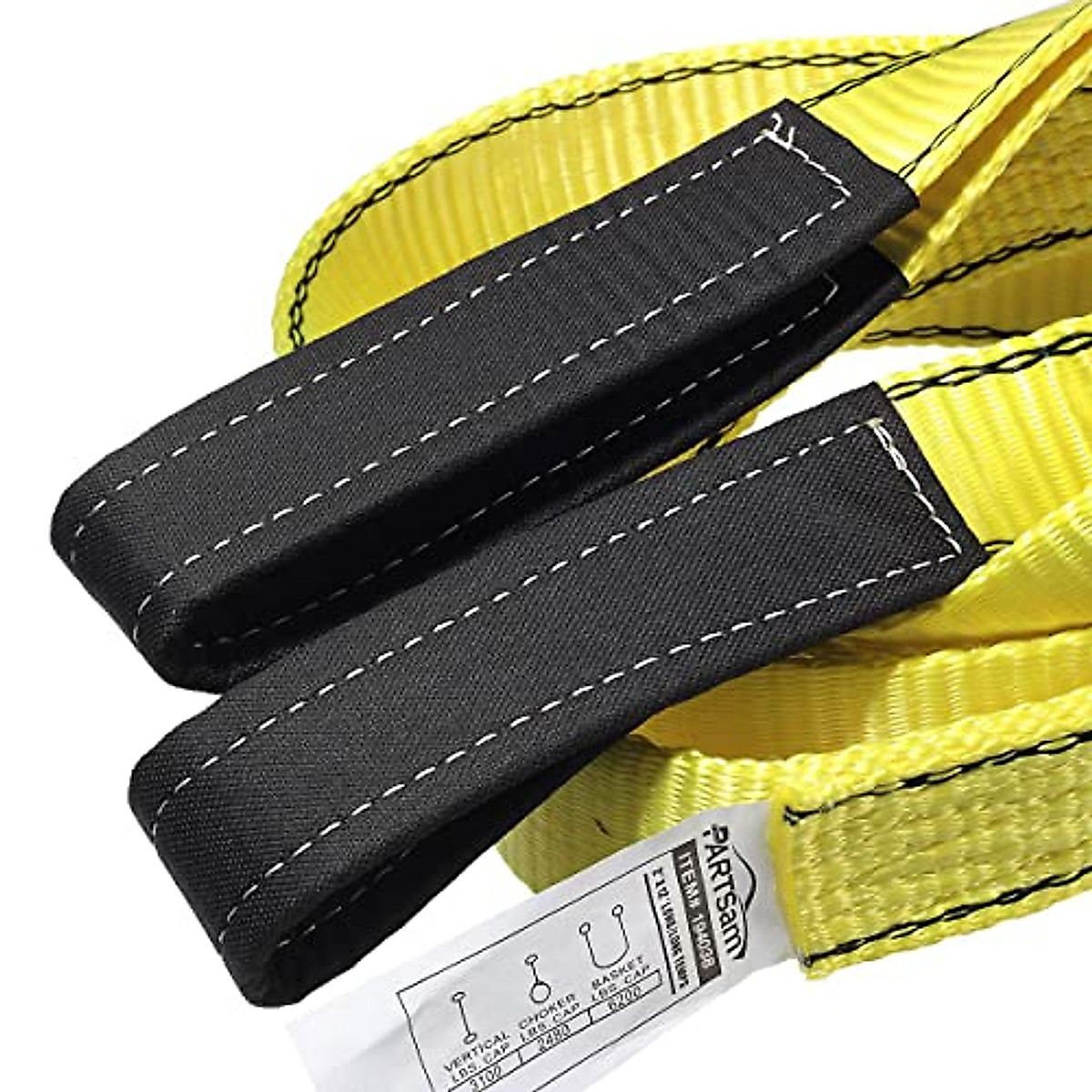 Partsam Premium Crane Towing Strap 12feet x 2inch Durable 3400Dtex - Heavy Duty Web Sling - Corrosion Resistance Polyester Industrial Flat Eye-Eye Ropes