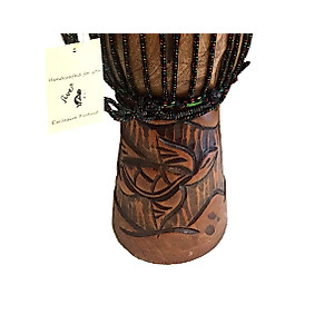 JIVE Djembe Drum African Bongo Congo Wood Drum Deep Carved Solid Mahogany Goat Skin Professional Quality 16" High (Turtle)