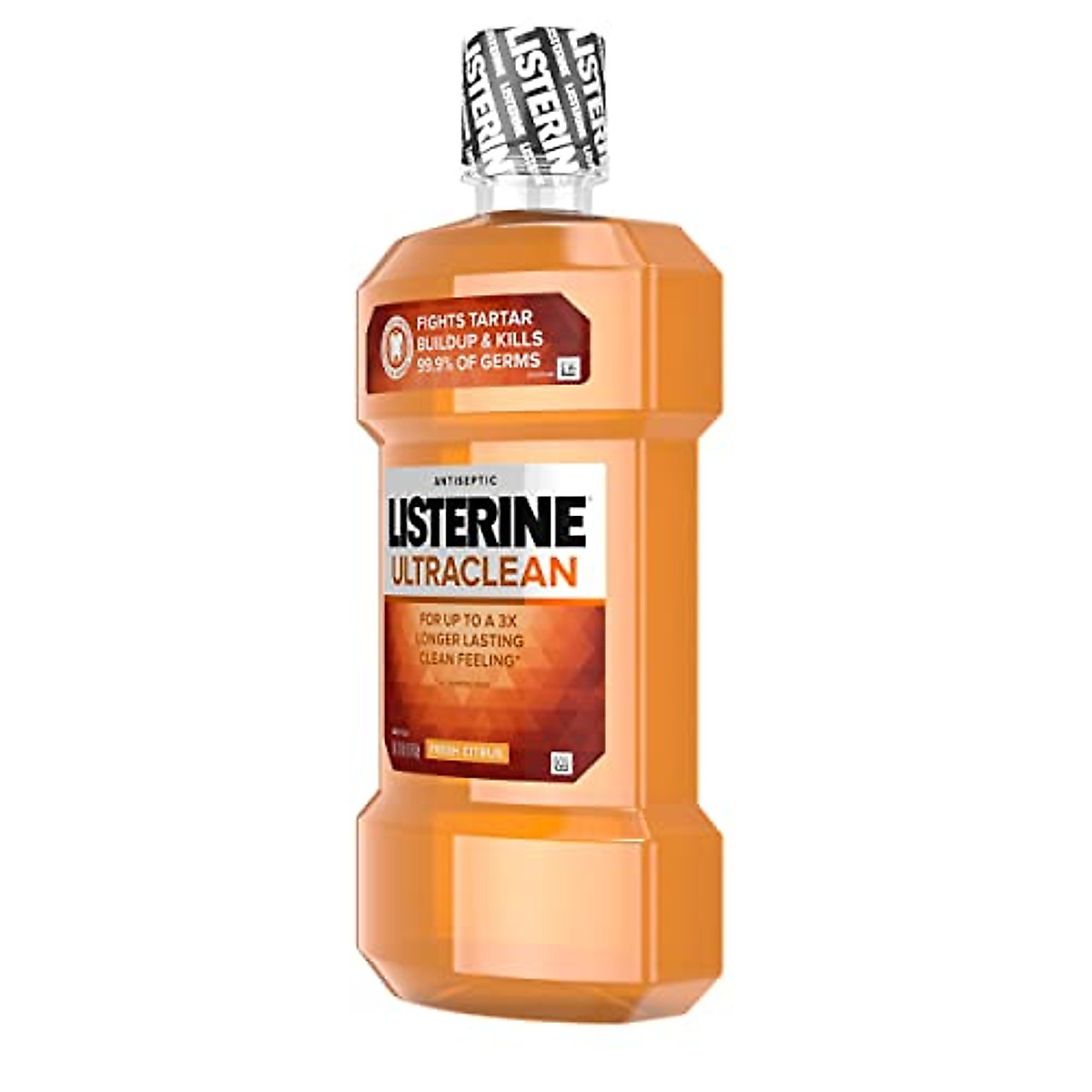 Listerine Ultraclean Oral Care Antiseptic Mouthwash with Everfresh Technology to Help Fight Bad Breath, Gingivitis, Plaque and Tartar, Fresh Citrus, 1 L