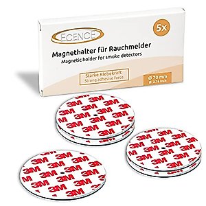 ECENCE Magnetic Smoke Detector Installation Tool 5pcs Magnetic Adhesive Pads with hole and 3M Glue For Smoke Alarms Ø 70mm, No Drilling Or Screws, Quick and Easy Fastening