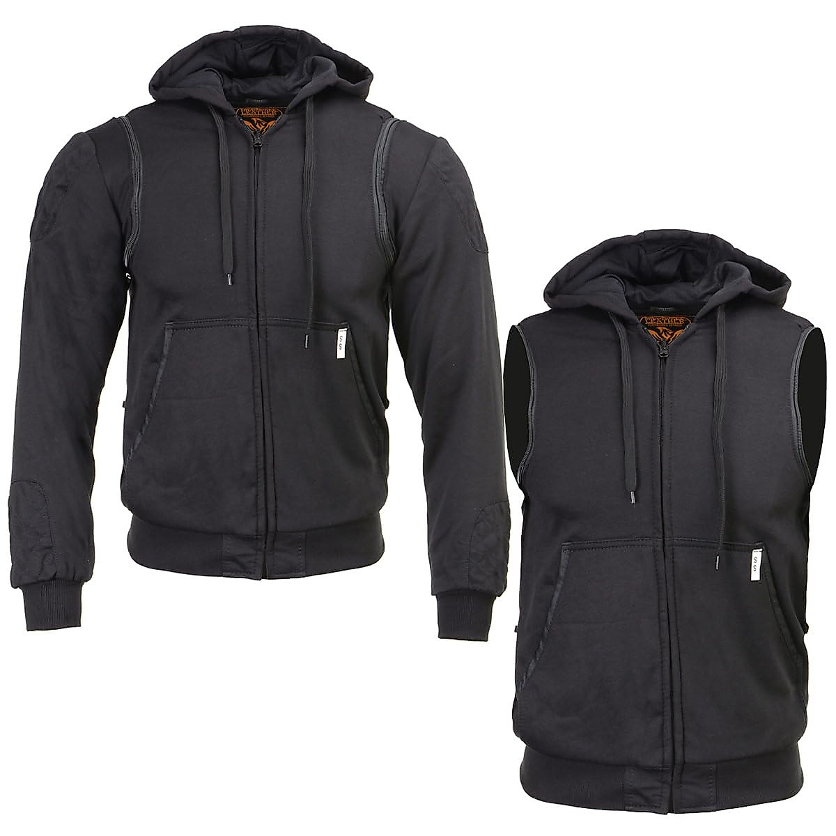 Milwaukee Leather MDM3020 Men's Black Denim '5-in-1' Club Style Vest with Removable Hoodie - Large