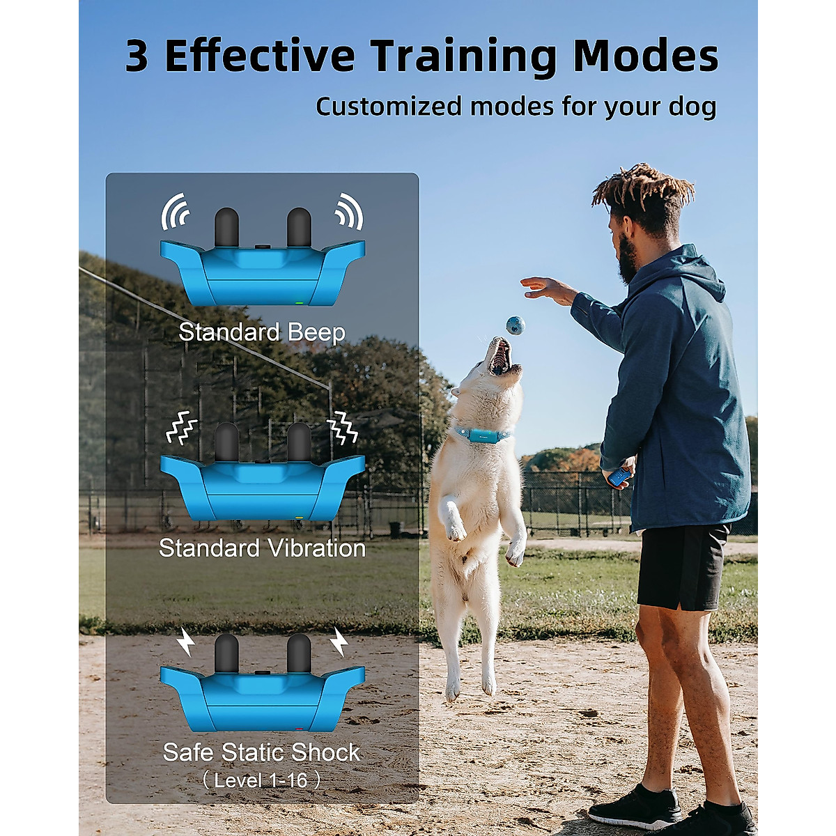 Bousnic Dog Shock Collar with Remote - [New Edition] 4000FT Dog Training Collar for Large Medium Small Dogs (8-120lbs) Waterproof E Collar with Beep, Vibration, Safe Shock