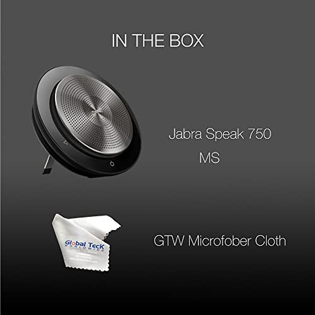 Jabra Speak 750 MS Speakerphone with Bluetooth Dongle- Teams Version- PC, MAC, Tablet, Smartphone Compatible, 7700-309 - Microfiber Cloth Included