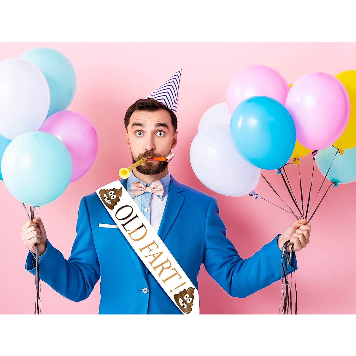 Old Fart Sash – Classic Celebration Sash Birthday and Retirement Brown Foil Sash with Oversized Safety Pin for Both Men and Women. Ideal for Work Parties, Events, and Decoration by JPACO