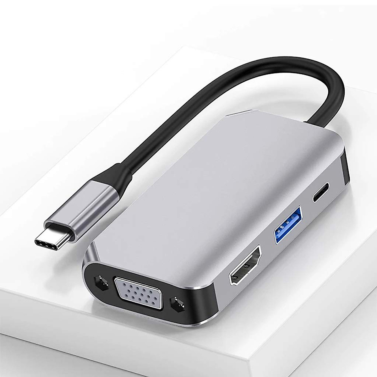 SHYPT USB Hub，Type-C Docking Station Type C to HDMI-Compatible 4K to VGA USB Splitter Hub