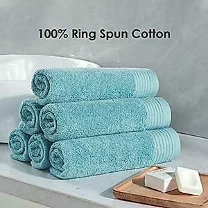 VANZAVANZU Hand Towels for Bathroom, 6 Pack Premium Hand Towels Set, 16×28 Inches Ultra Soft Cotton Highly Absorbent Bathroom Hand Towels Bath Towels (Turquoise)