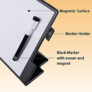 CRCHOM Small White Board Dry Erase Board A4 Magnetic Desktop Whiteboard 8" x 12" Portable Whiteboard Easel with Stand PU Cover Case for Kids, Adult, Office, Home, School