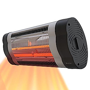Comfort Zone Electronic Indoor/Outdoor Wall Mounted Patio Space Heater, Adjustable Thermostat, Timer, & IP34 Waterproof Rating, (Mount Hardware Included), Commercial and Residential, 1,500W, CZPH10