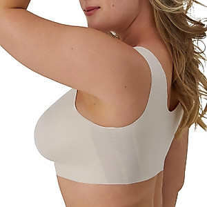 Bali Comfort Revolution Wireless T-Shirt Bra, Wireless Full-Coverage Bra, Pullover Wirefree T-Shirt Bra, Sandshell, Large